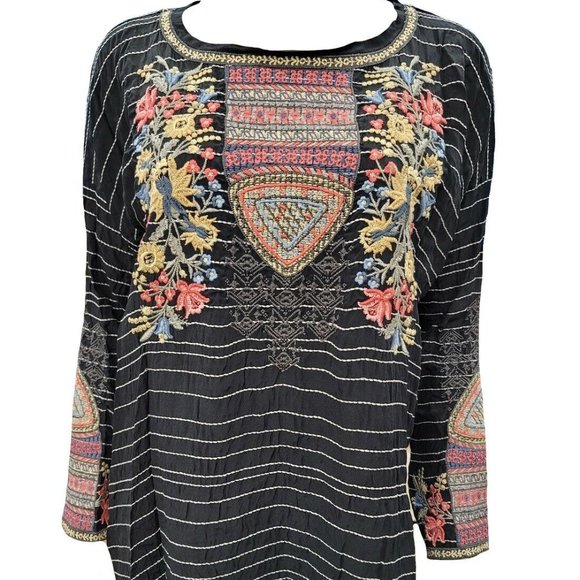 Johnny Was | Tops | Johnny Was Anshi Silk Blouse Black B1209 | Poshmark